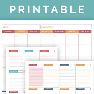 Monthly and Weekly Calendar Set - Etsy