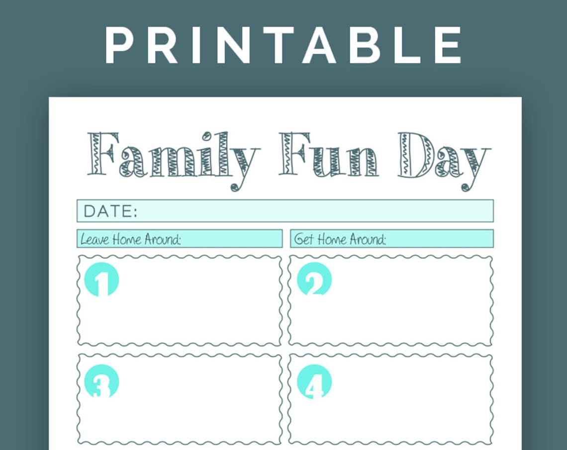 Family Fun Day Itinerary - Printable PDF - Etsy