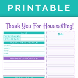 Housesitting Instructions - Printable PDF - Etsy