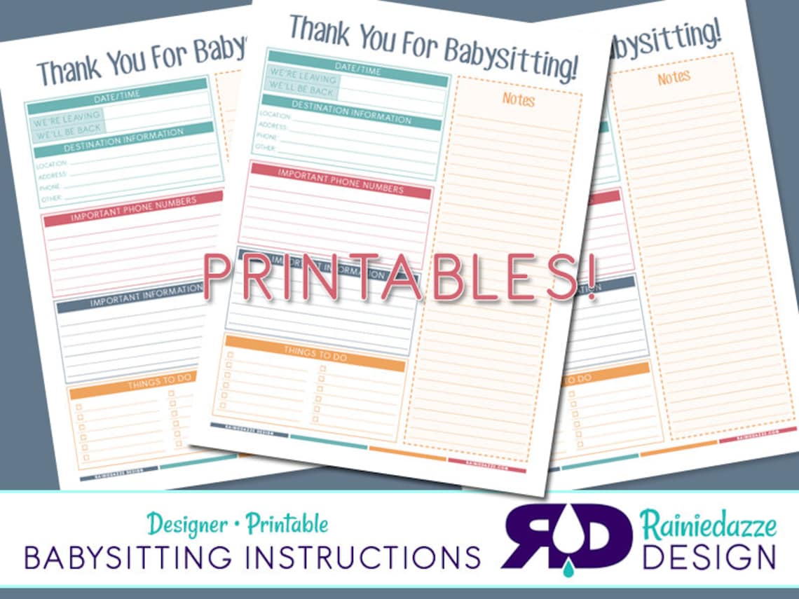 Babysitting Instructions - Printable PDF - Etsy