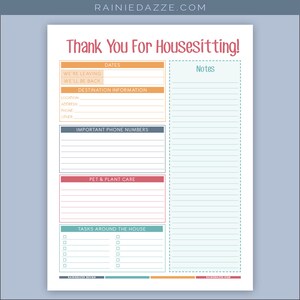 Housesitting Instructions - Printable PDF - Etsy