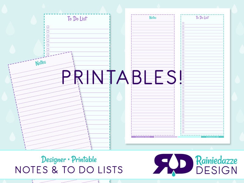 Notes and to Do Lists - Printable PDF - Etsy