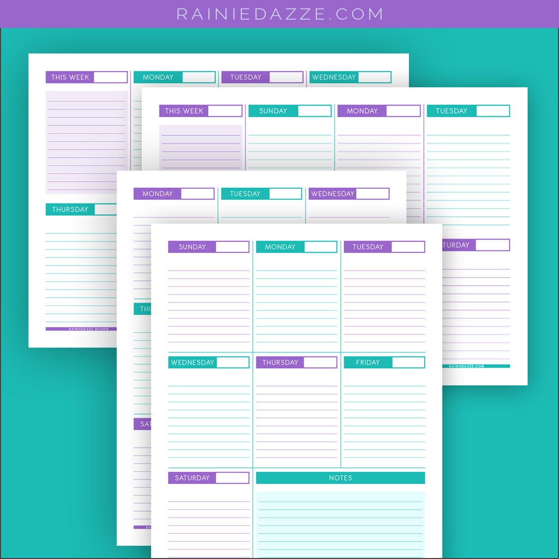 Monthly and Weekly Calendar Set - Etsy