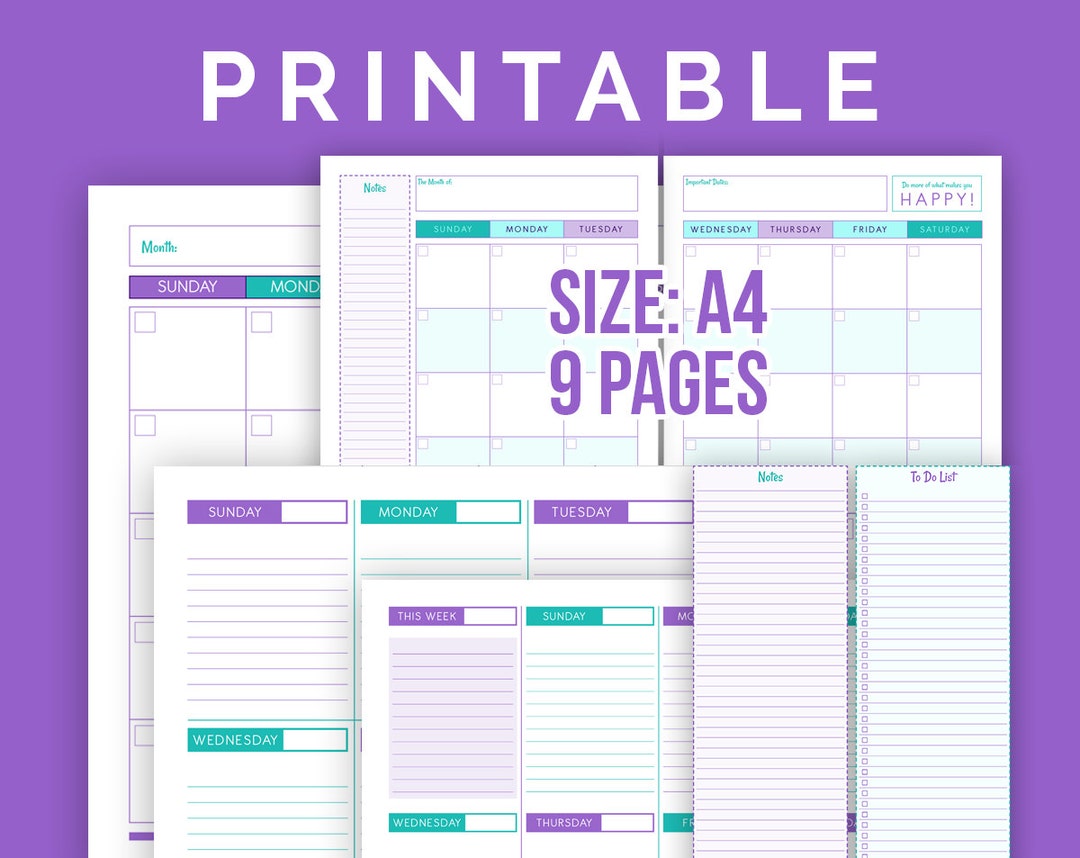 Planner Set A4 - Etsy
