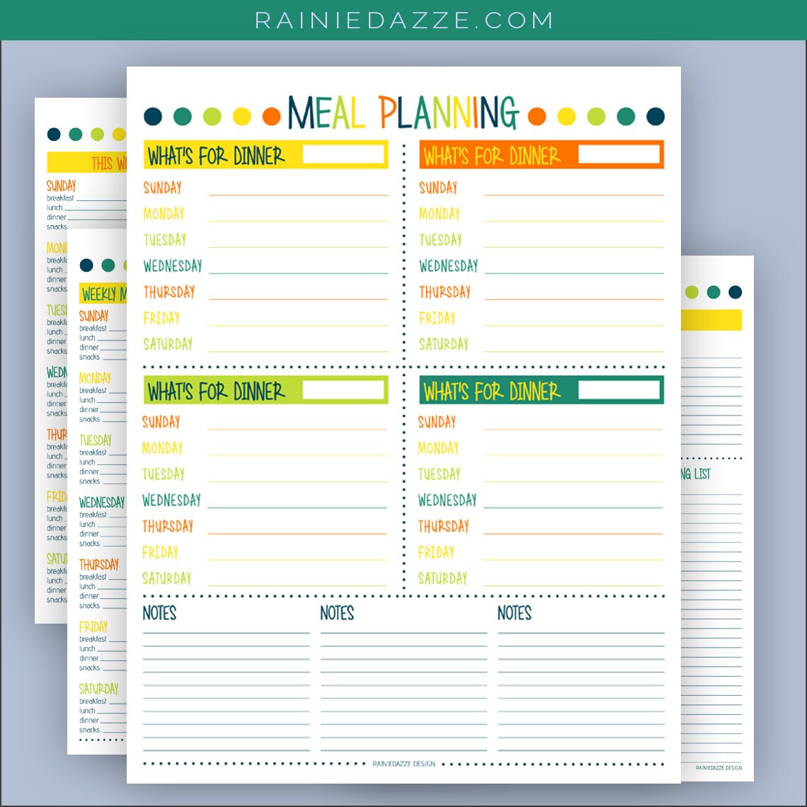 Meal Planning Kit - Printable PDF - 4 Pages - Etsy