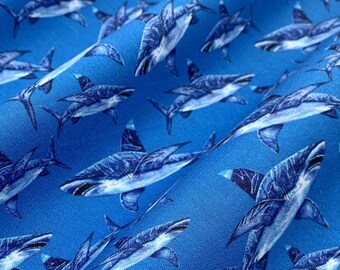 Watercolor White Shark Fabric Panel - Etsy