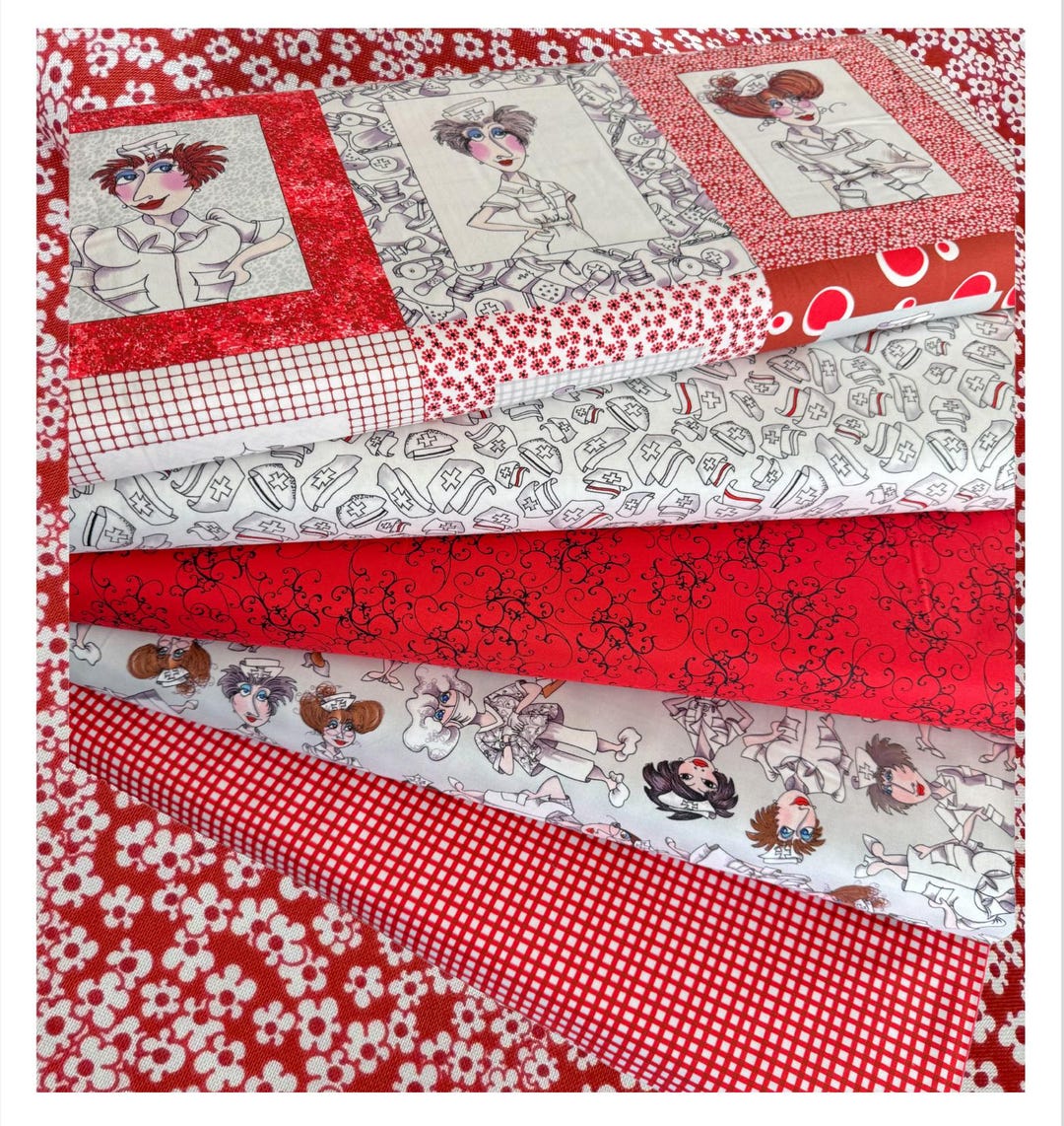 Nifty Nurse Fabric Collection, Loralie Designs 100% Cotton, Quilting ...