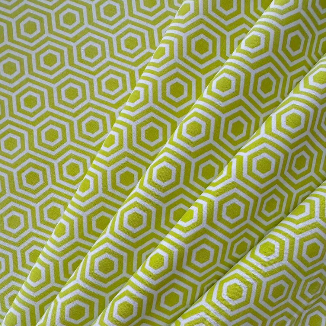 Lime Hexagon Cotton Fabric, Camelot Fabrics, 100% Cotton Geometric ...