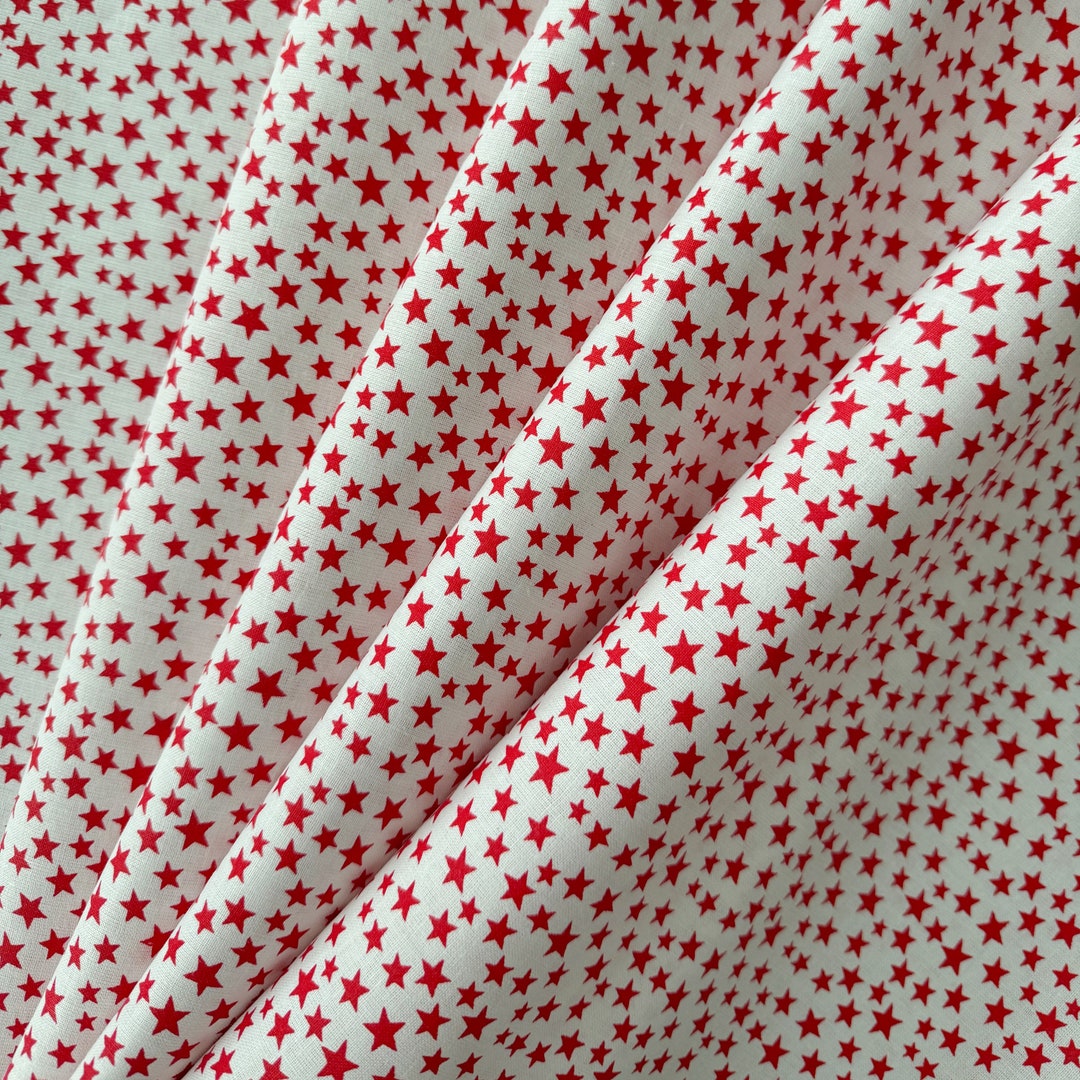 Red Star Print Cotton Fabric, Patriotic Quilting Apparel - Etsy