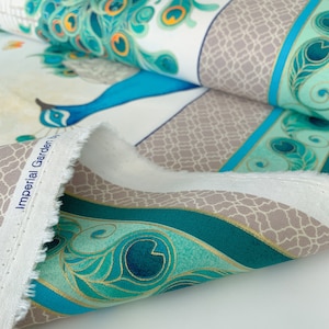 Peacock Pillow Panels, Imperial Garden Peacocks by Oasis Fabrics, 36 X ...