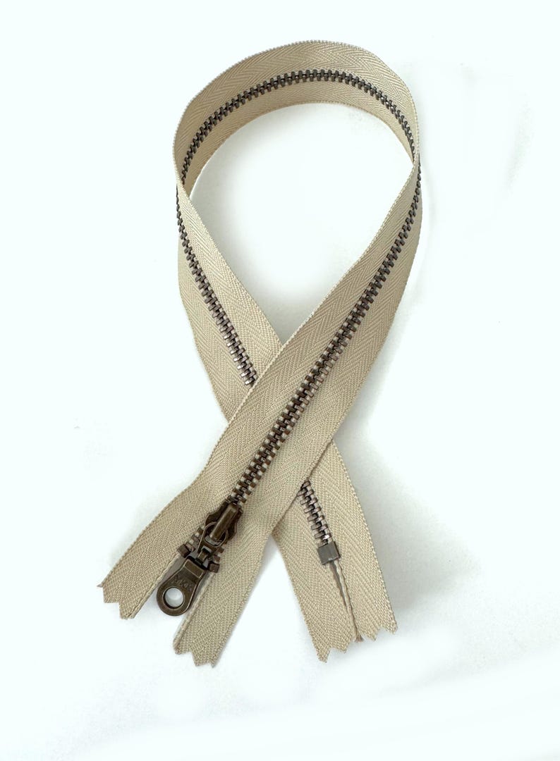 14" YKK Metal Zipper, Beige #4.5 With Donut Pull - Etsy