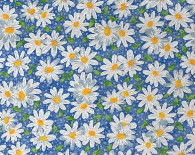 Blue Packed Daisies 100% Cotton Fabric, Keepsake Calico Quilters Cotton ...