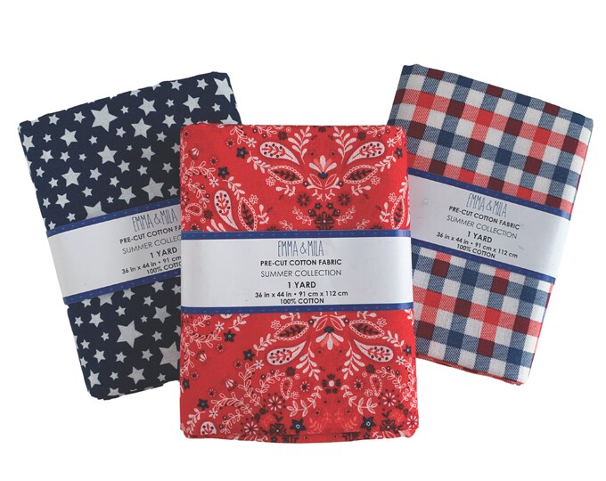 3-piece Bundle Set, Emma and Mila Summer Collection Fabric, 100% Cotton ...
