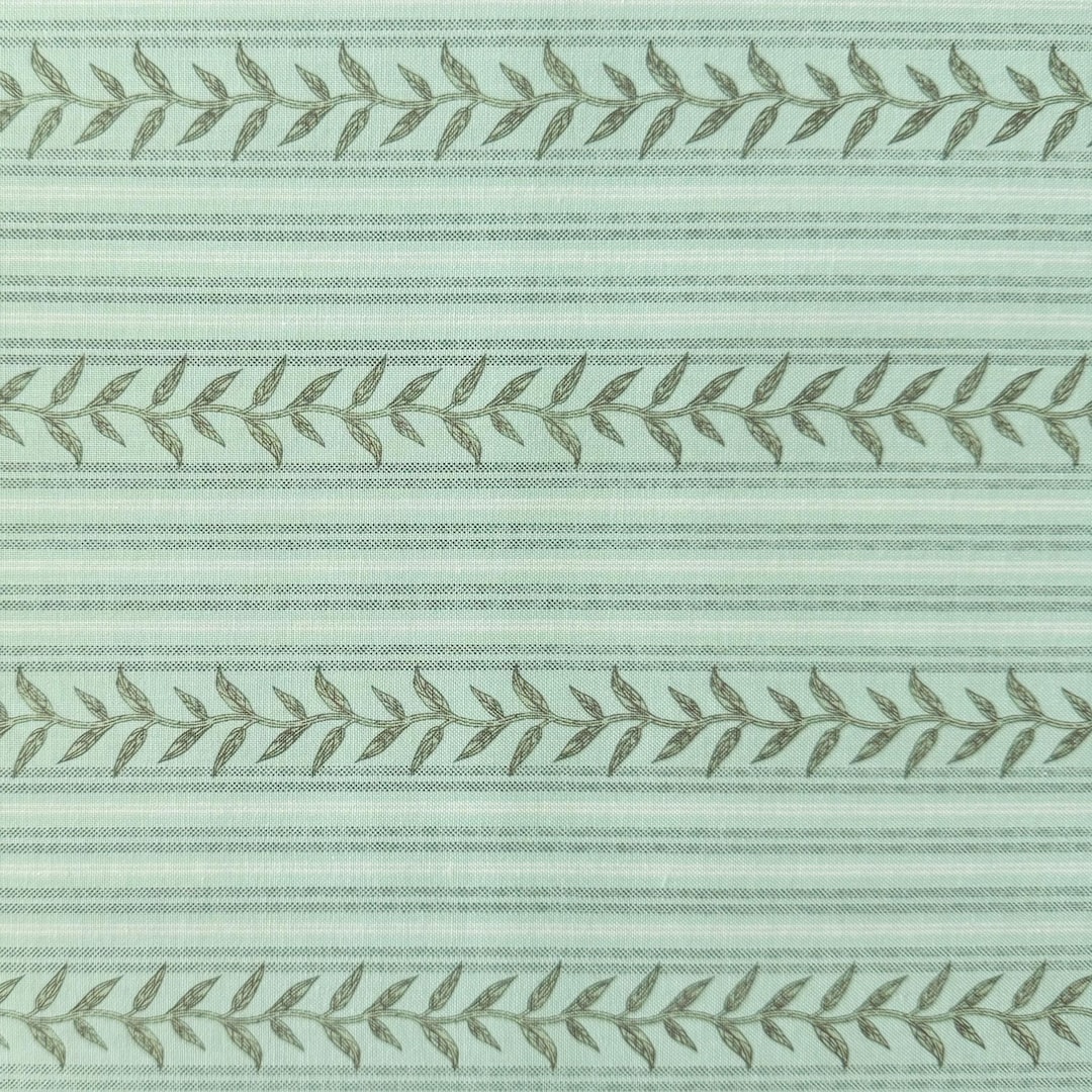 Botanica Andover Cotton Fabric, Green Leaf Stripe Print, Quilting ...