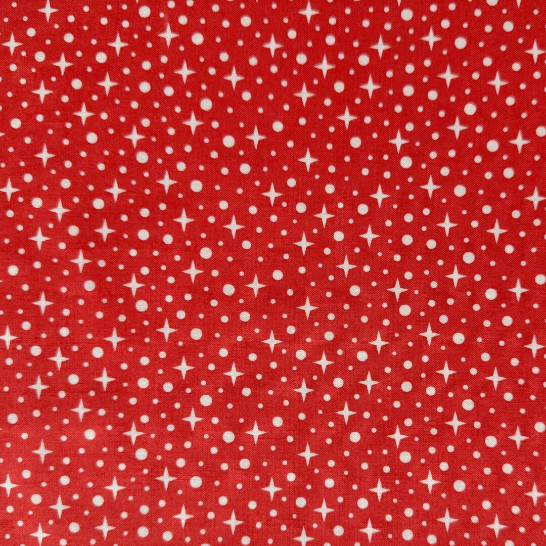 Red Stars and Dots, Robert Kaufman Sunroom in Tiger Lilly 100% Cotton ...
