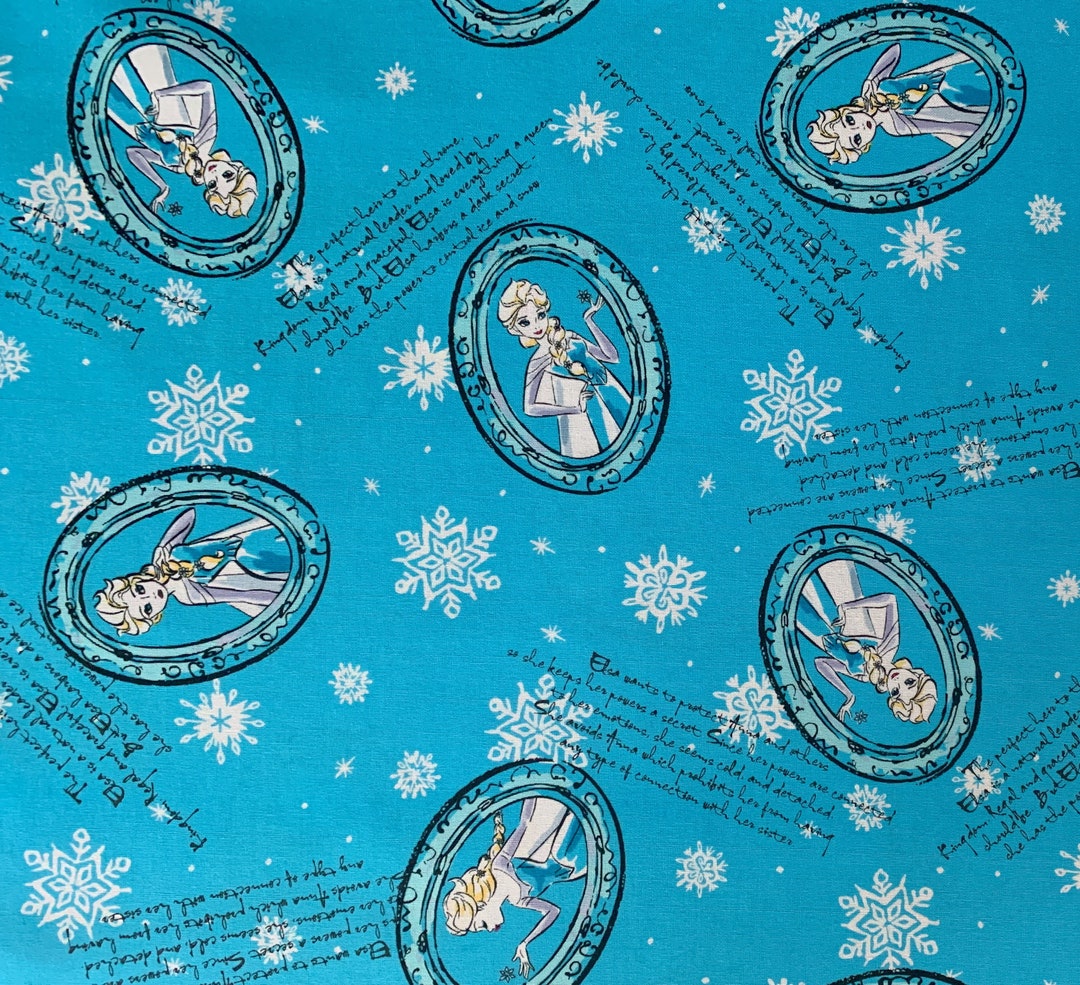 Elsa Framed on Aqua, Frozen 100% Cotton Fabric, Disney Licensed Cotton ...