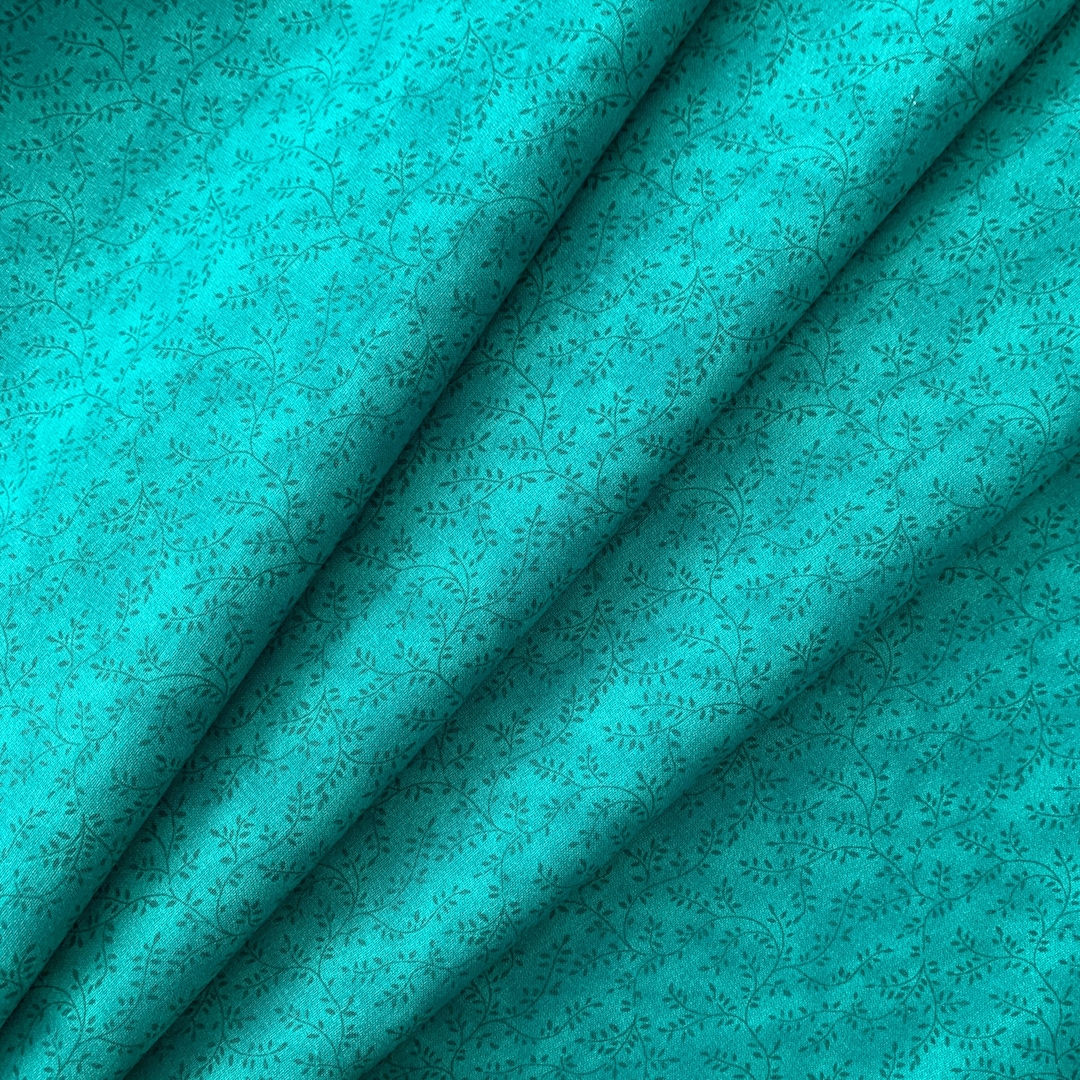 100% Cotton Fabric, Teal Vines Tonal, 1stquality Cotton Quilting Fabric ...