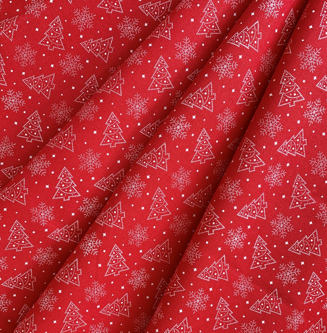 Christmas Twinkle On Red Christmas Fabric By The Yard And Half Yard