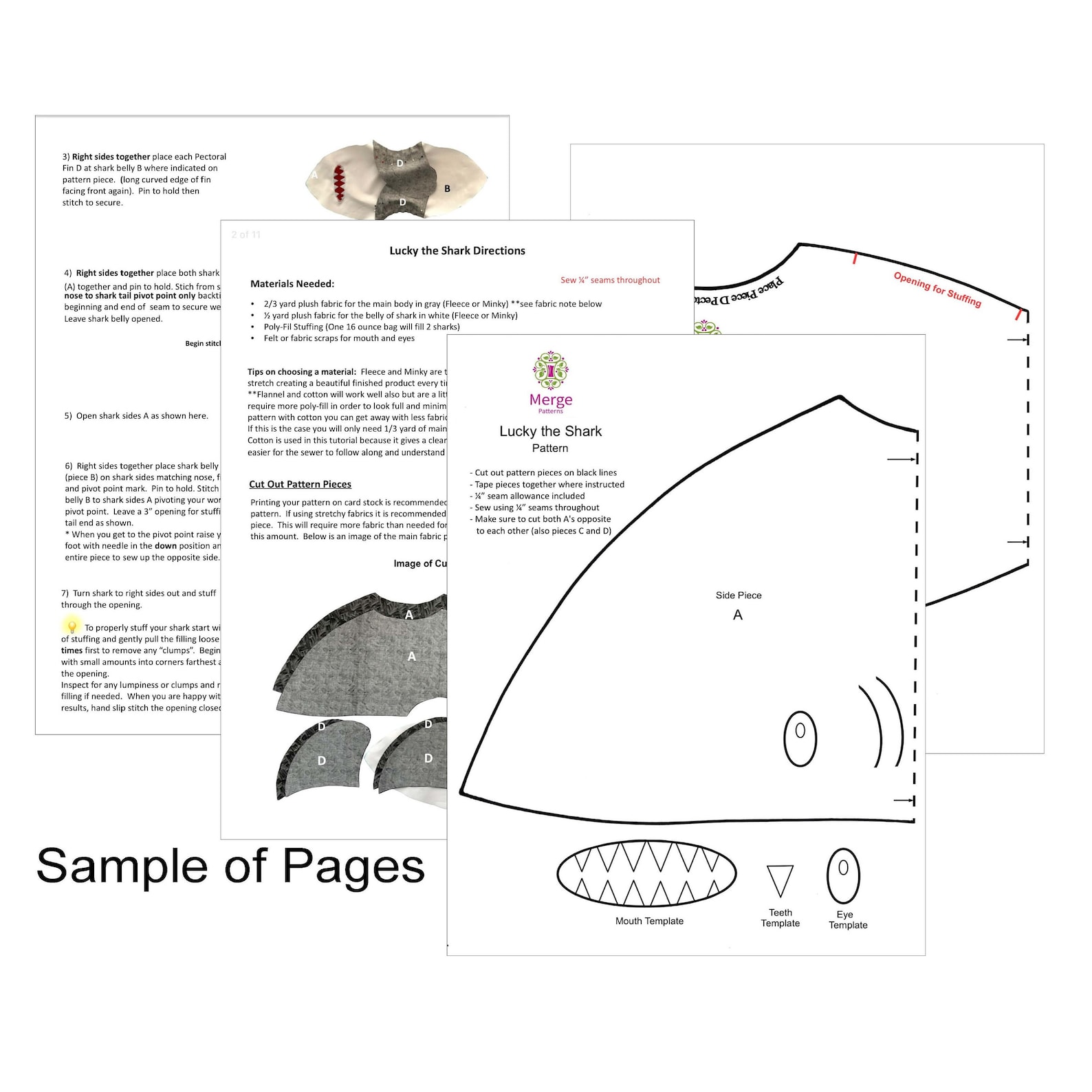 Shark Plush Toy PDF Pattern Stuffed Toy Shark Sewing Pattern - Etsy