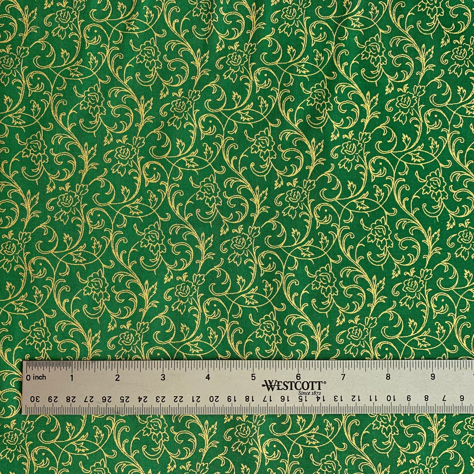 Green & Gold Christmas Fabric by the Yard and Half Green With - Etsy