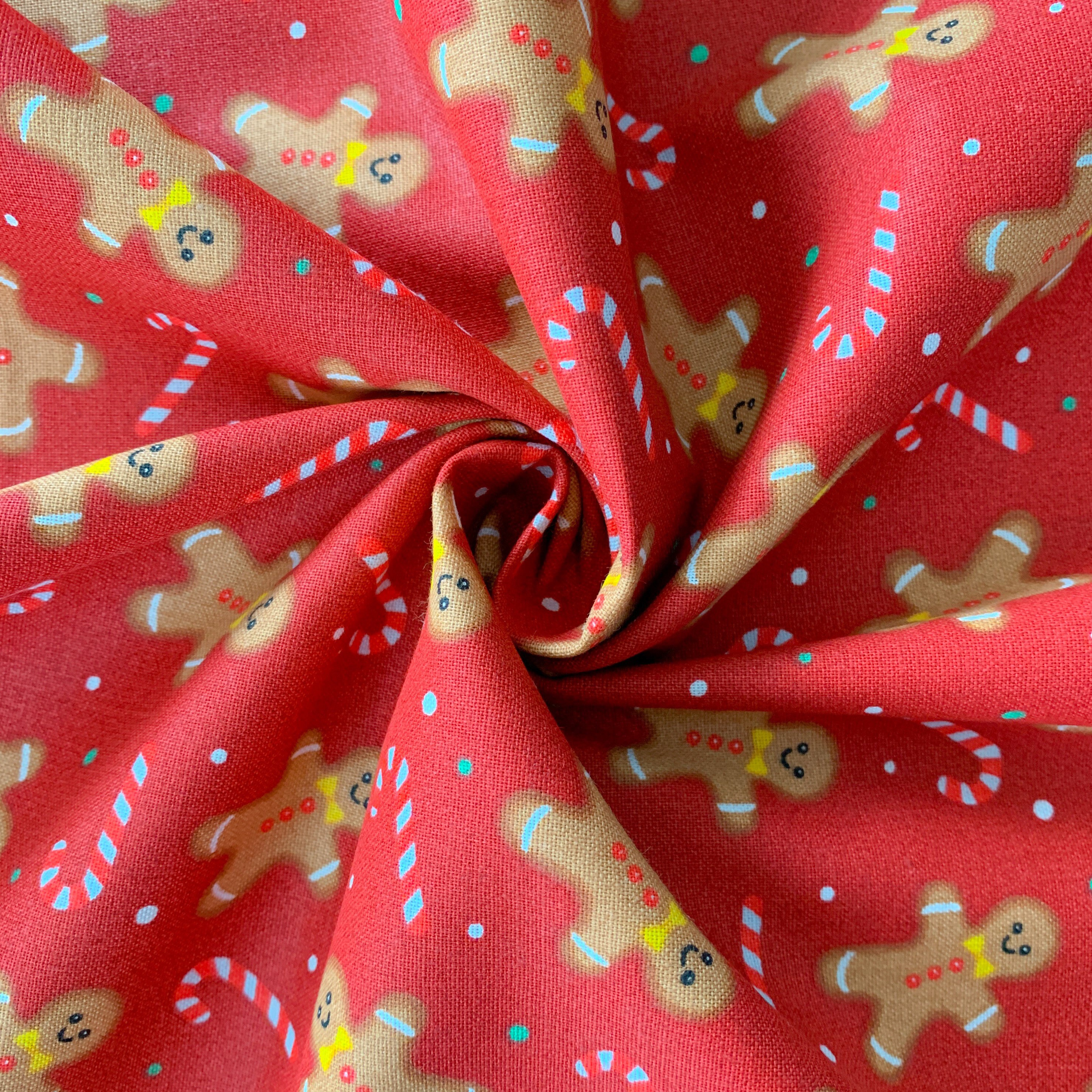 Gingerbread Dance Cotton Fabric, Christmas Candy Canes Print, Quilting ...