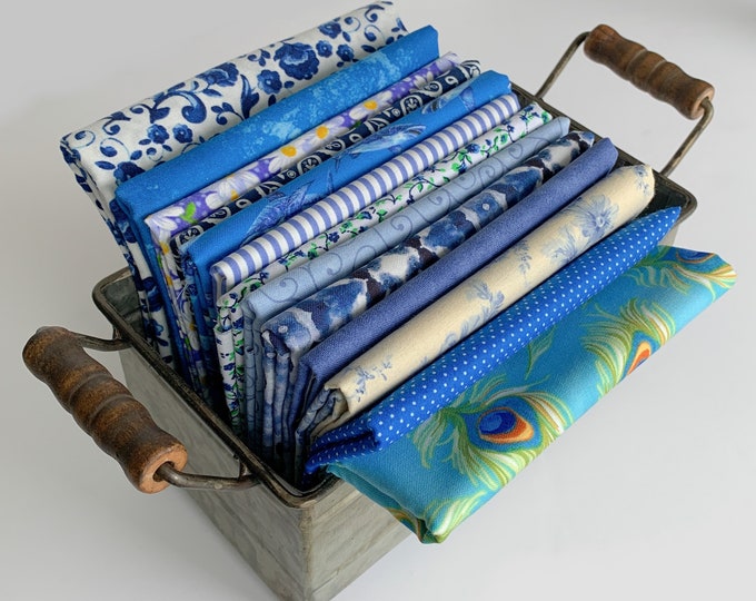 1 Pound Blue Remnants of 100% Cotton, Quilting Weight/premium Quality ...