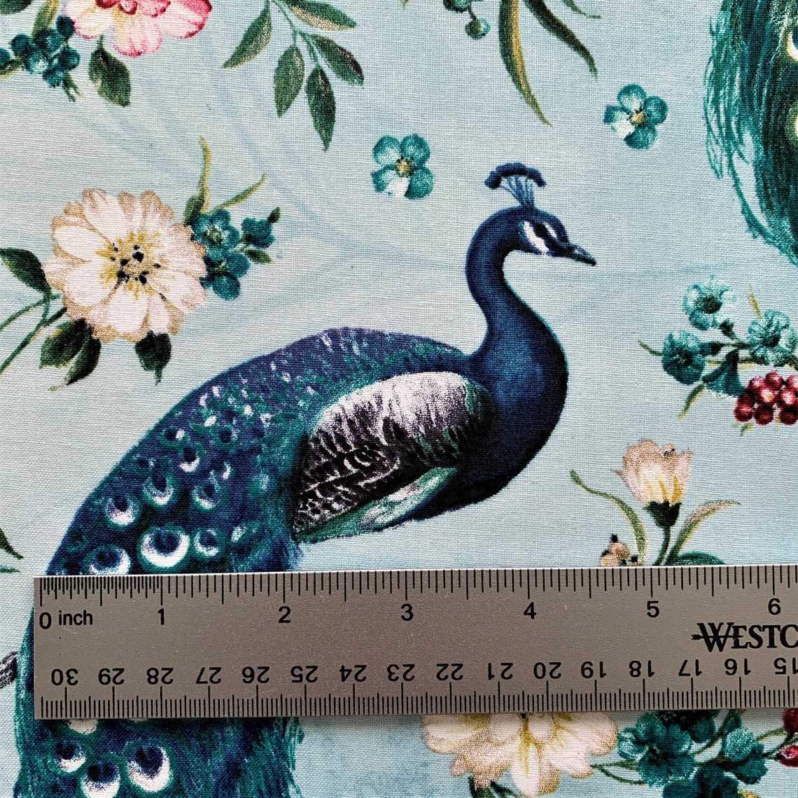 Feathered Peacock 100% Cotton Fabric by the Yard and Half Yard | Etsy