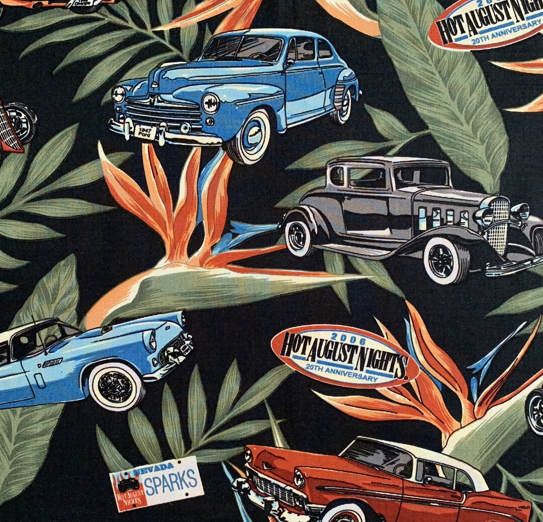 Hot August Nights Rayon Fabric by Richlin Fabrics on Black, Novelty ...