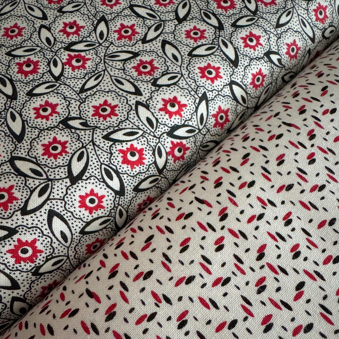 Red Rooster Floral Cotton Fabric, Garibaldi Print - Etsy