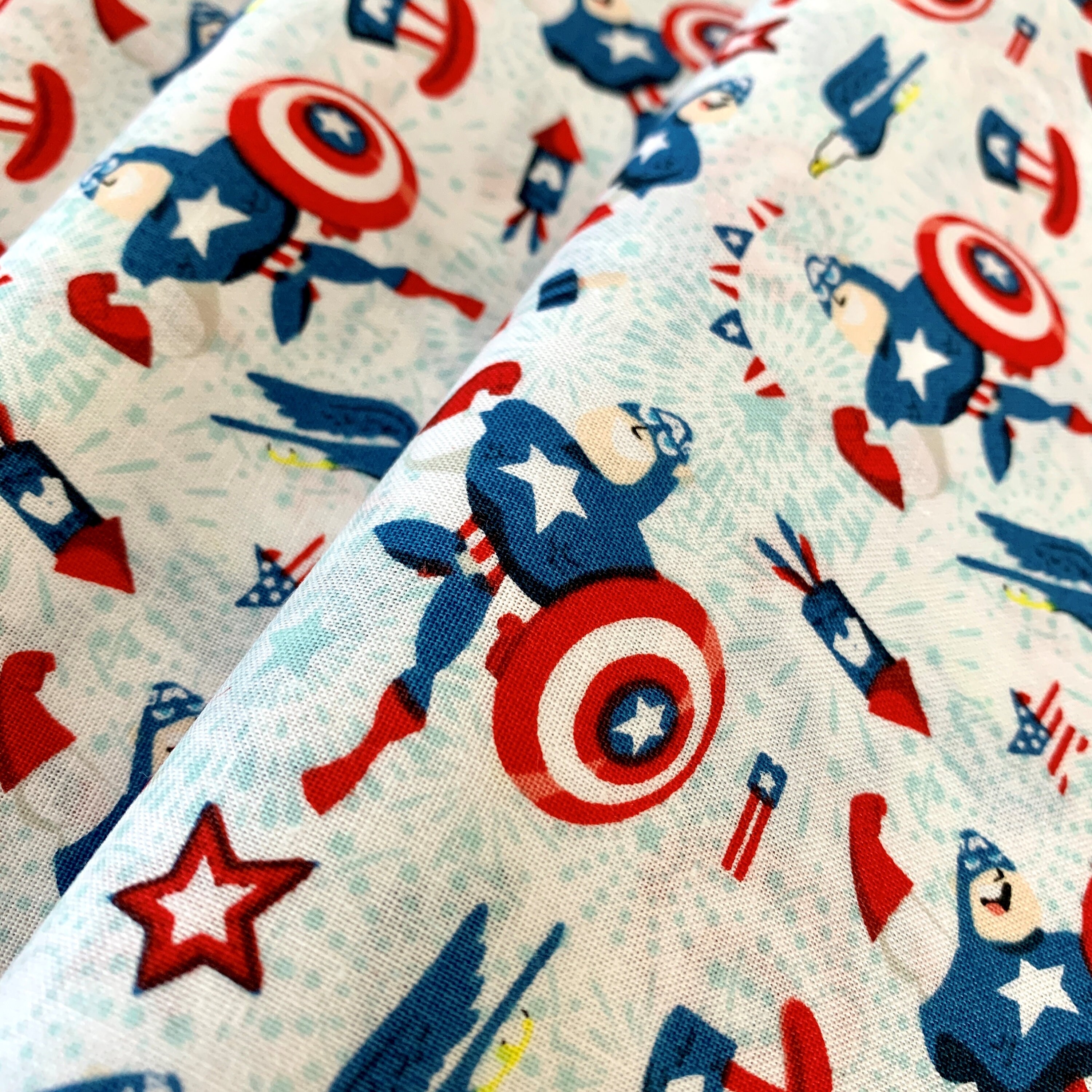 Captain America Fabric: Patriotic Toss Print, 100% Cotton, 44" Wide - Etsy