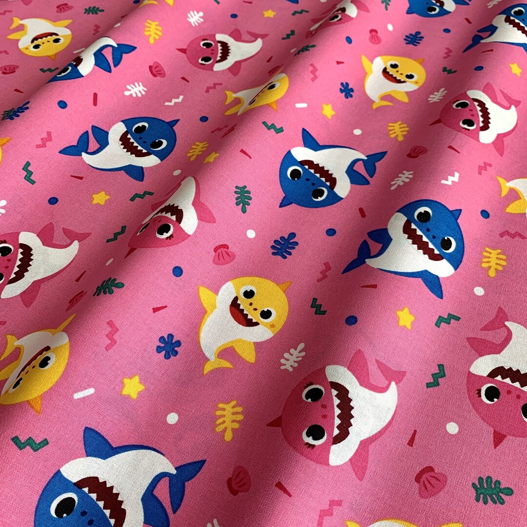 Baby Shark 100% Cotton Fabric, Pinkfong Shark Family Party, Novelty ...