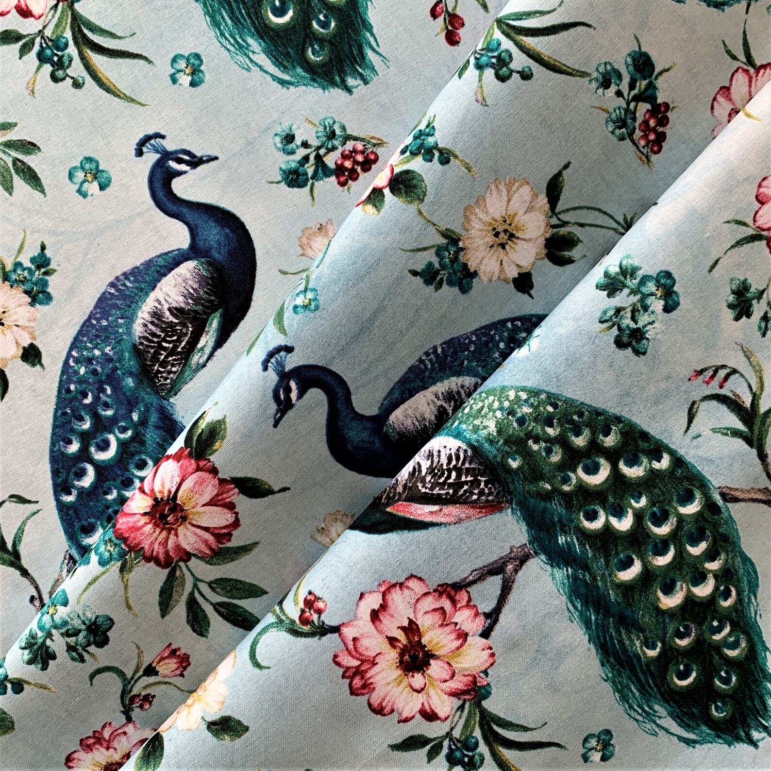 Feathered Peacock 100% Cotton Fabric by the Yard and Half Yard | Etsy