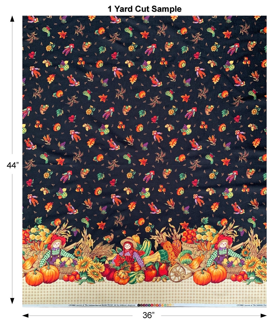 Border Print Cotton Fabric Titled "secrets of the Autumn Harvest" on ...