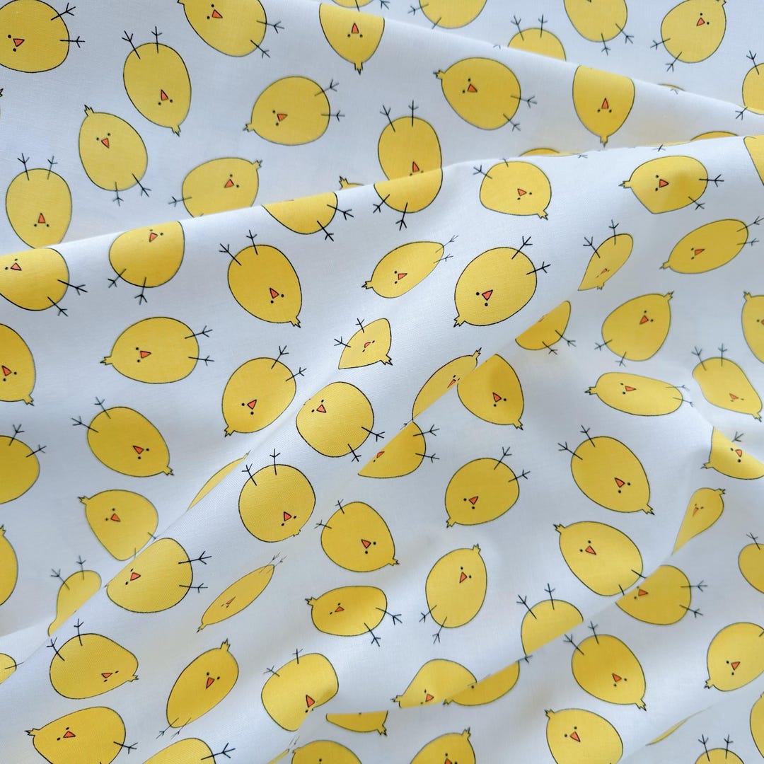 Yellow Chick Print Cotton Fabric, Andover Fabrics, Nursery Quilt ...