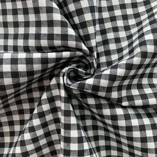 Black and White Check Fabric - Etsy