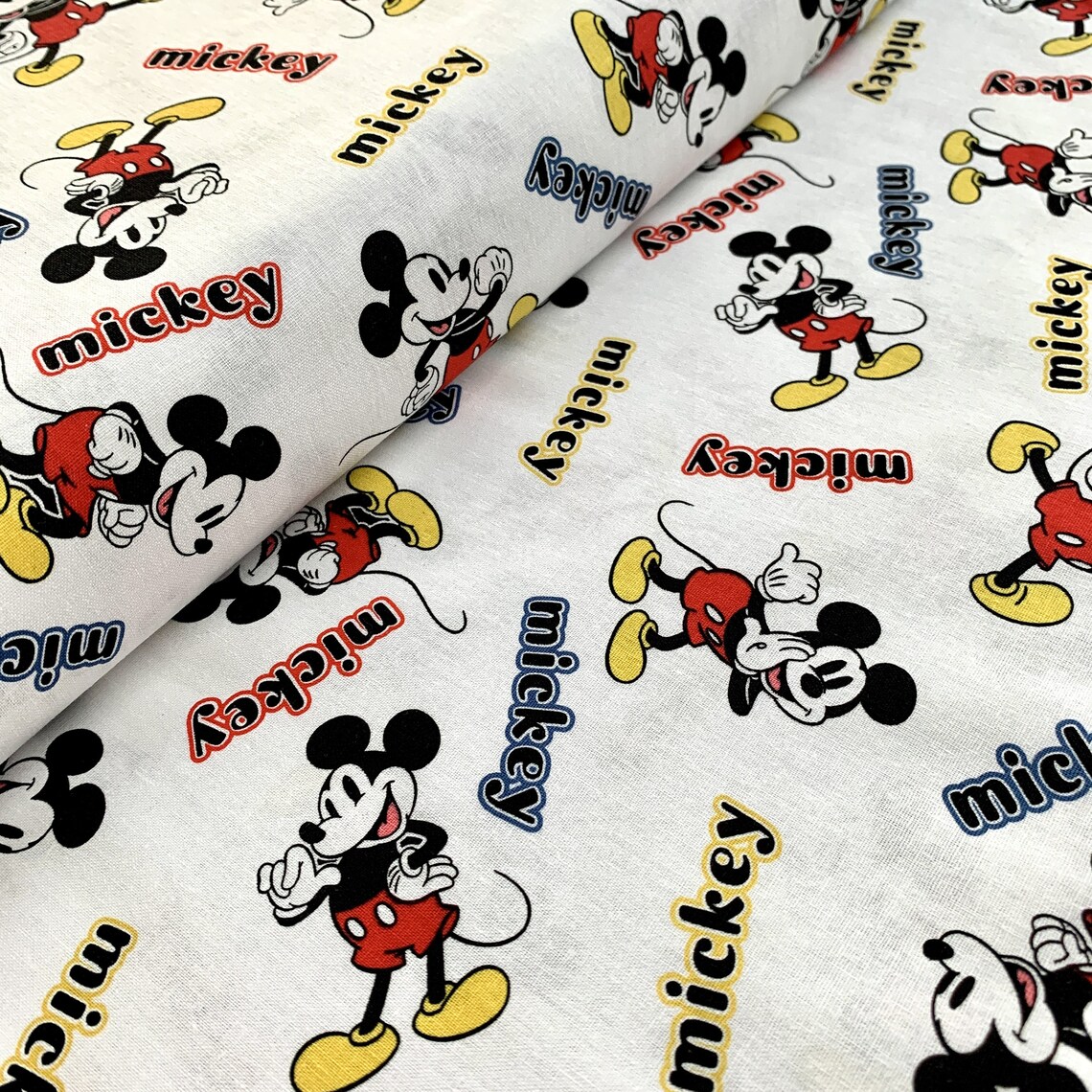 Mickey Mouse 100% Cotton Fabric by Disney Licensed Fabric - Etsy