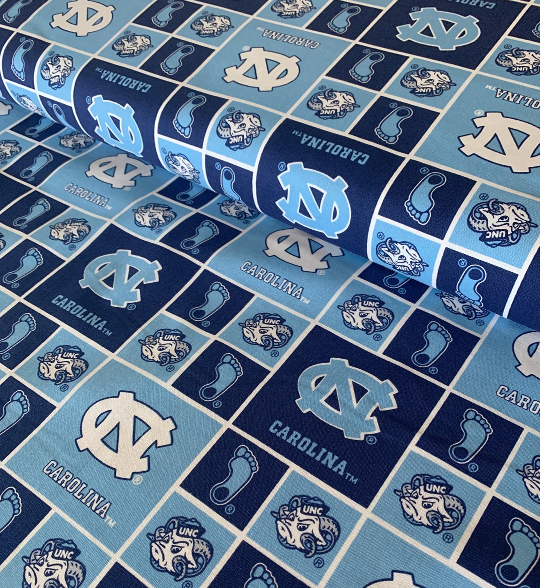 UNC 100% Cotton Fabric, University of North Carolina College Team Logo ...