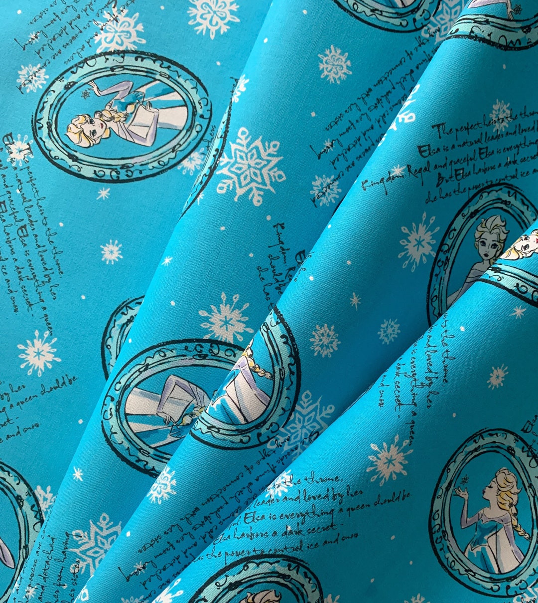 Elsa Framed on Aqua, Frozen 100% Cotton Fabric, Disney Licensed Cotton ...