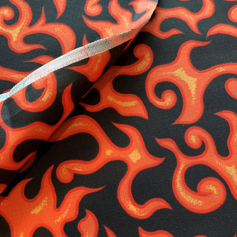 Flames Fabric Novelty 100% Cotton Fabric Orange Flames on - Etsy