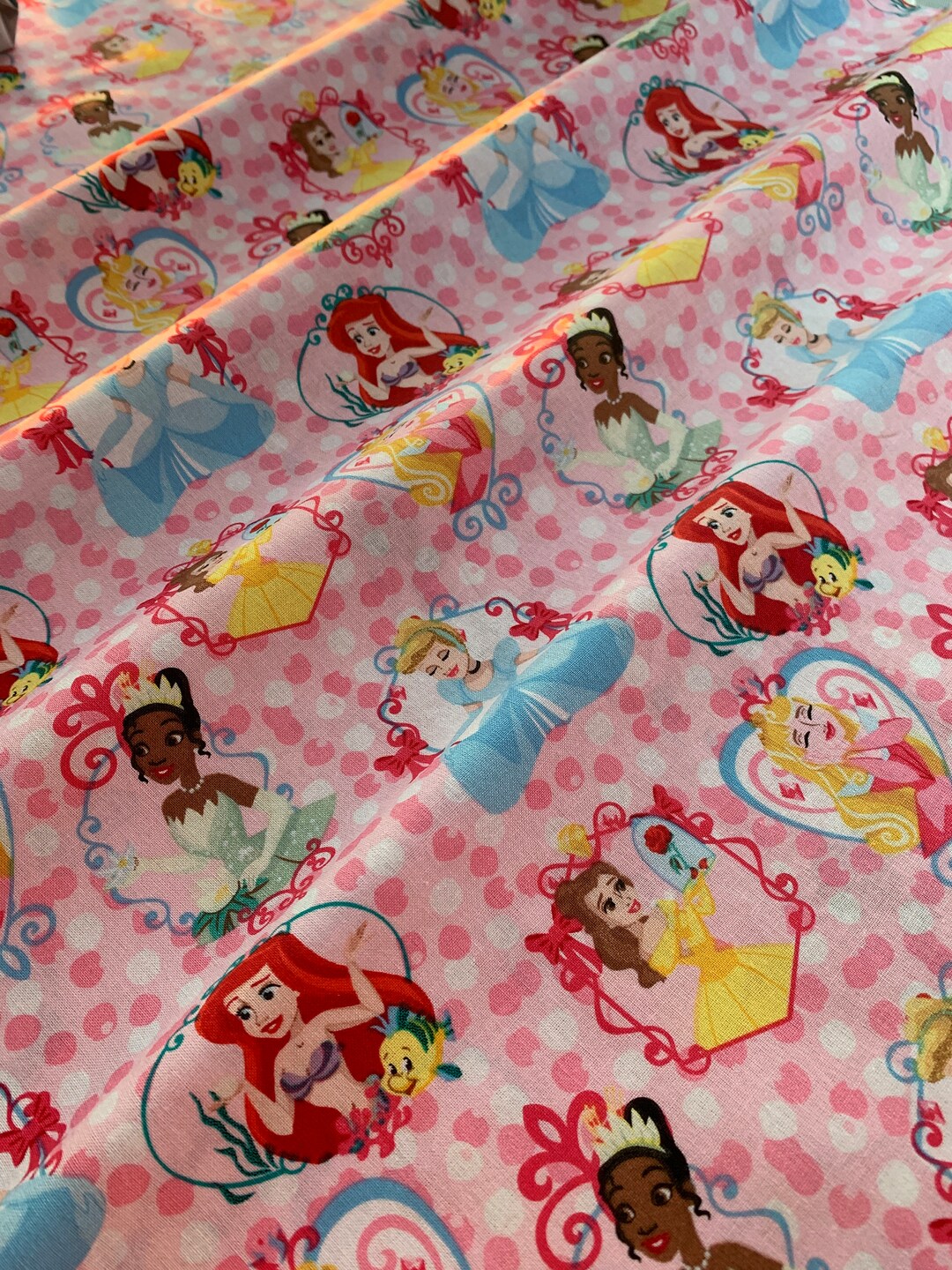 Disney Princess Gem Frames 100% Cotton Fabric, by Disney, Novelty ...