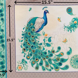 Peacock Pillow Panels, Imperial Garden Peacocks by Oasis Fabrics, 36 X ...