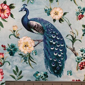 Peacock Fabric Blue Feathered Peacock 100% Cotton Fabric - Etsy