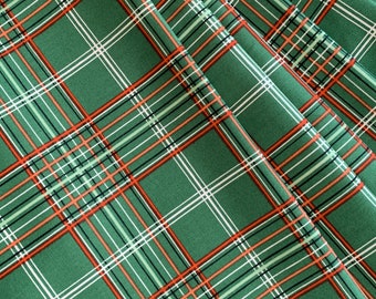 Christmas Green Plaid Fabric - Etsy