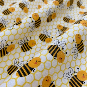 Bees and Honeycomb Fabric 100% Cotton, Honey Bee Fabric, Bumble Bee ...