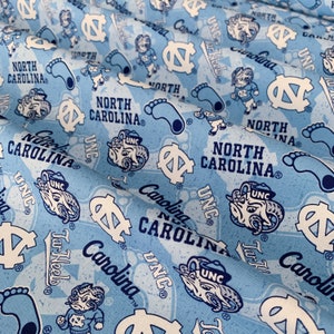 UNC 100% Cotton Fabric, University of North Carolina College Team Logo ...