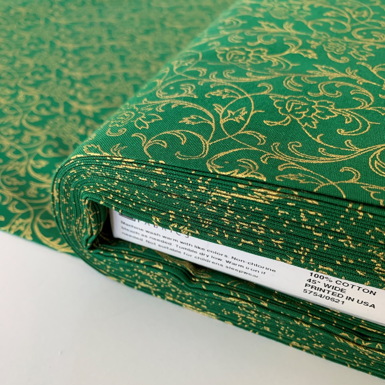 Green & Gold Christmas Fabric by the Yard and Half Green With - Etsy