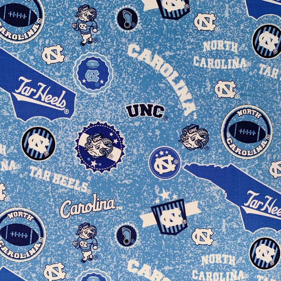 UNC 100% Cotton Fabric, University of North Carolina Tar Heel State ...