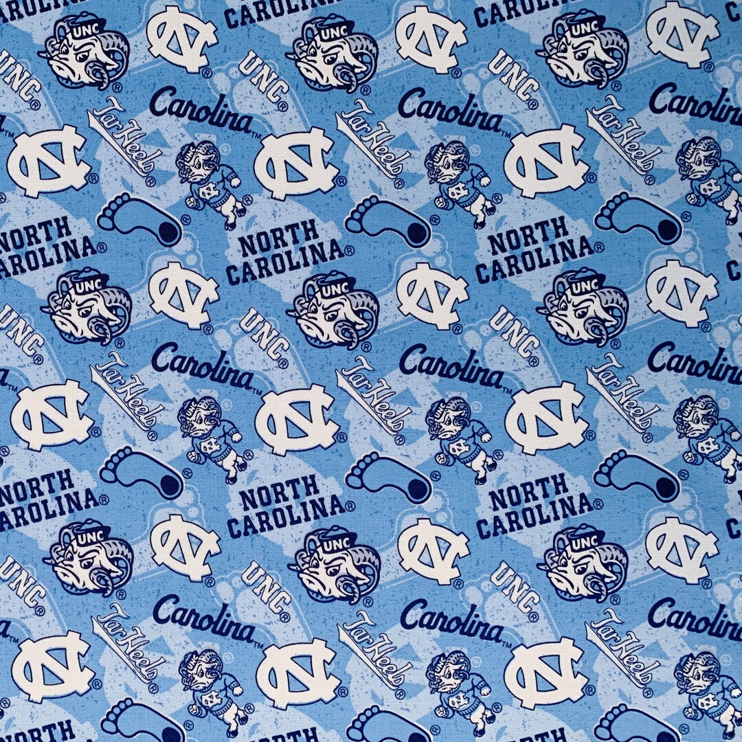 UNC 100% Cotton Fabric, University of North Carolina College Team Logo ...