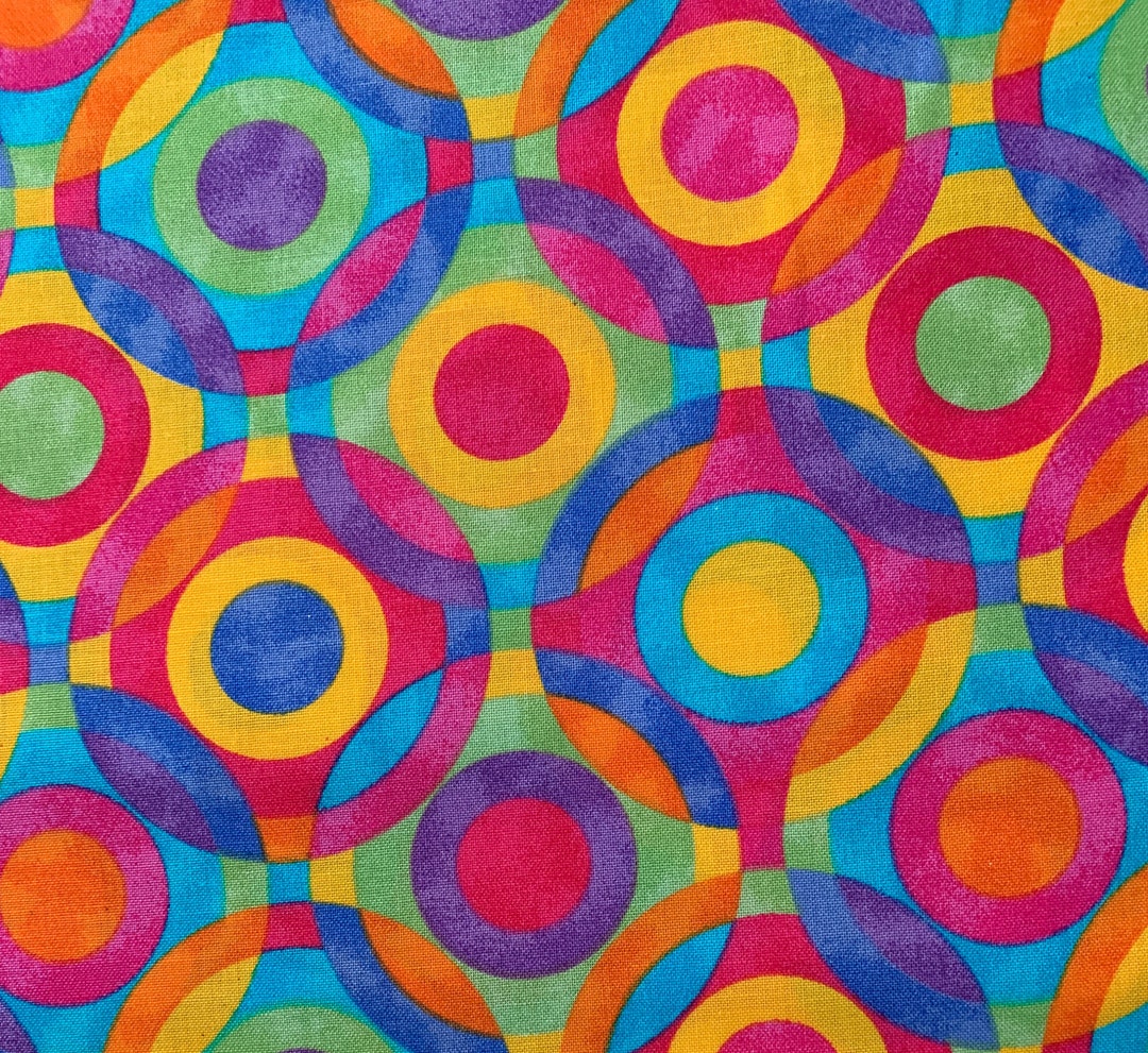 Challis & Roos Rainbow Circles, 100% Cotton Fabric, by David Textiles ...
