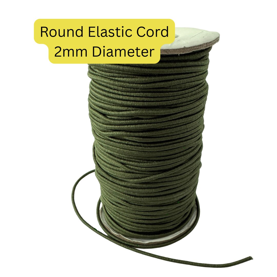 2mm Wide Round Elastic Cording, Olive Green Color, Fabric Elastic Cord ...